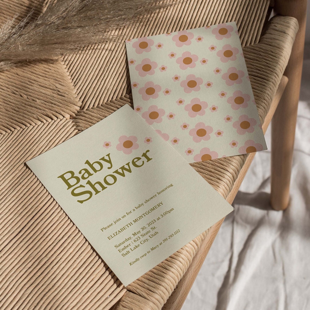 Colorful Baby Shower Invite | Retro Baby Shower Invitation | Baby ...
