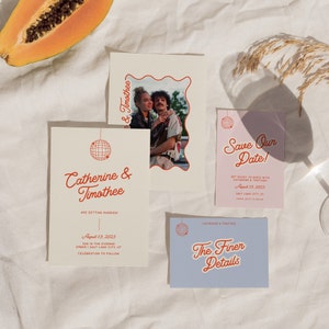 Disco Wedding Invite | Colorful Wedding Invitation | Retro Wedding ...