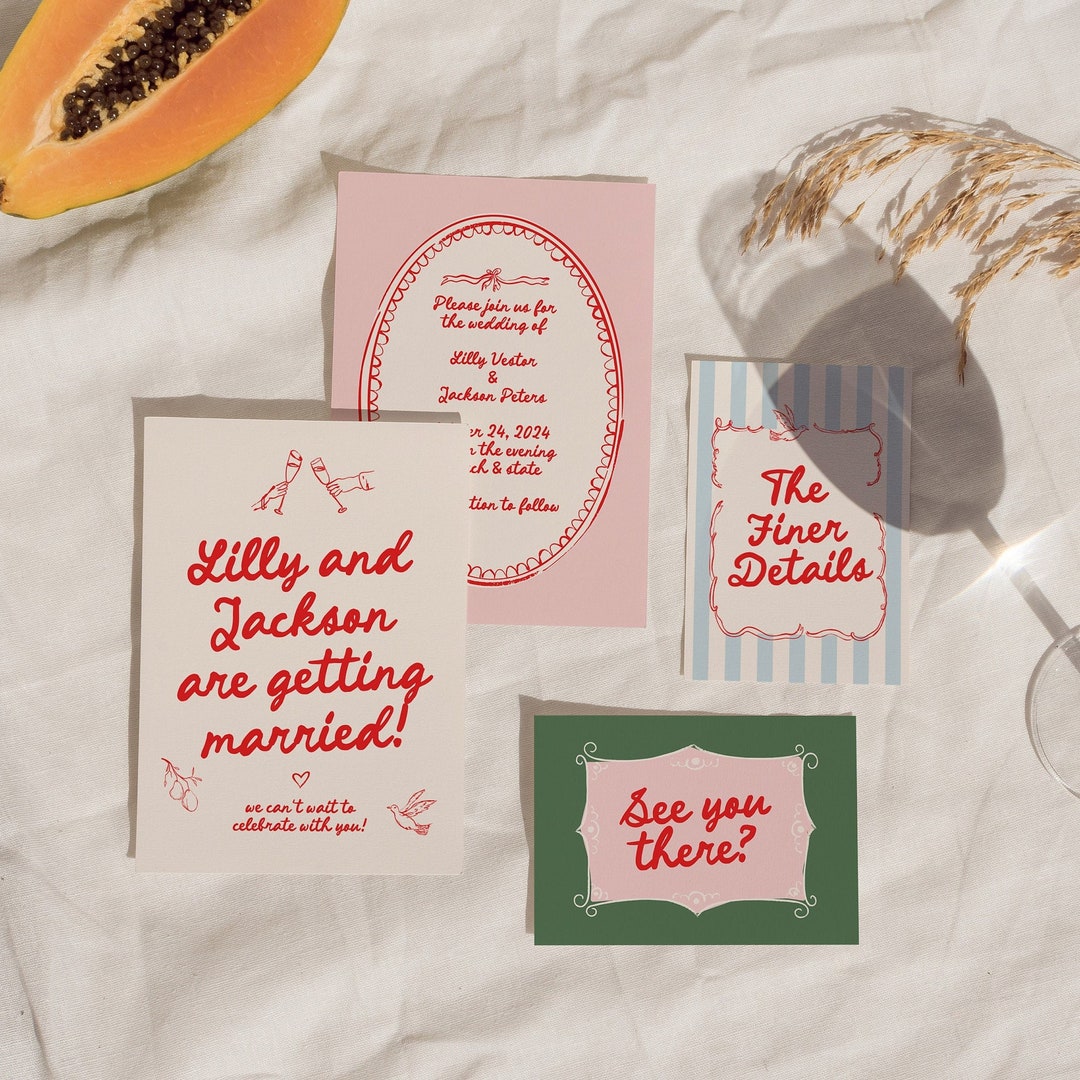 Vintage Wedding Invite | Retro Wedding Invitation | Unique Wedding ...