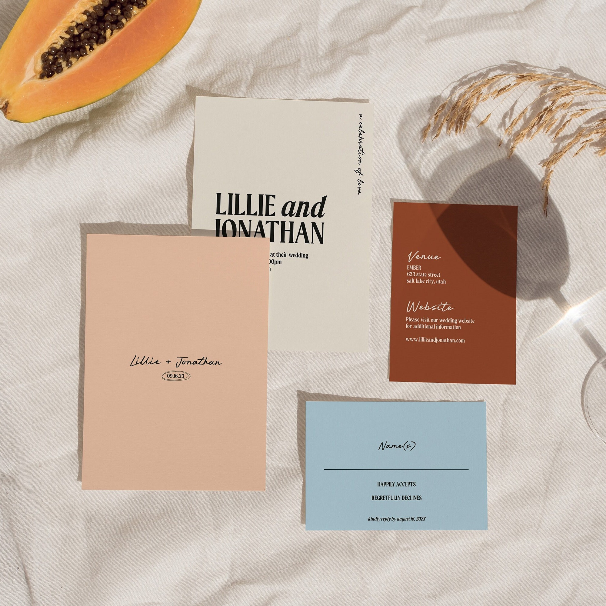 Bold Wedding Invite | Retro Wedding Invitation | Minimal Wedding Invite ...