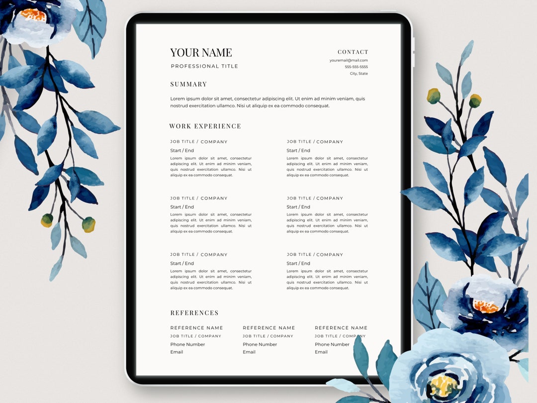 White Resume Template Cover Letter Template Minimal Resume - Etsy