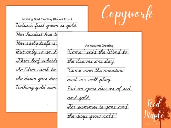 Cursive Copywork: Autumn/fall Packet // Charlotte Mason // - Etsy