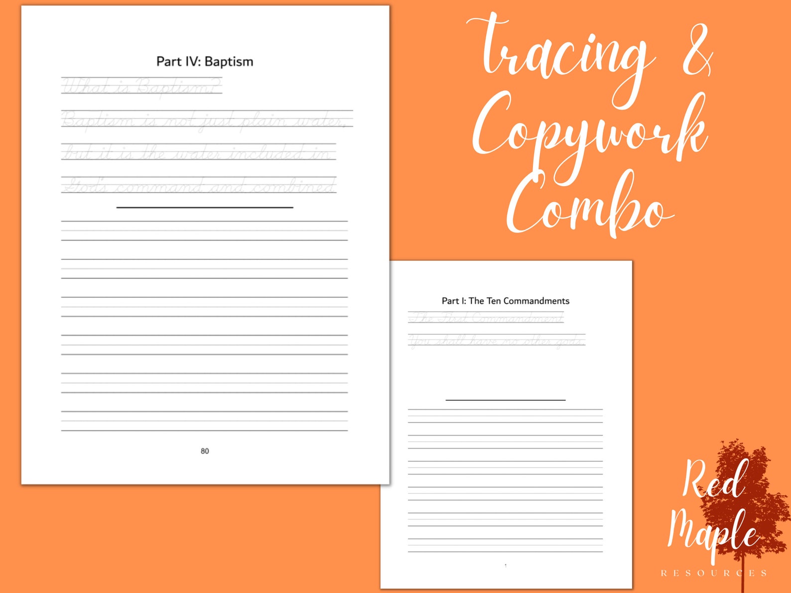 Cursive Tracing & Copywork Combo Packet: the Small Catechism by Martin ...