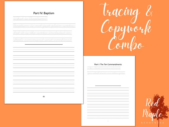 Cursive Tracing & Copywork Combo Packet: the Small Catechism - Etsy