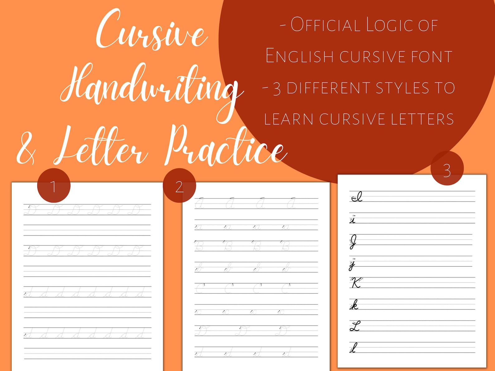 Cursive Handwriting Letter Practice // Logic of English (LOE) Font // 3 Different Styles, All ...