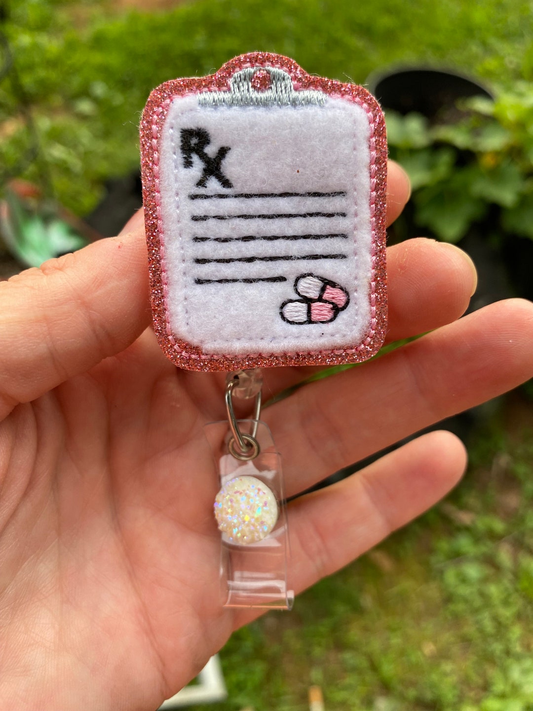 RX Chart Felt Top Badge Reel, Interchangeable Badge, Badge Reel, Nurse ...