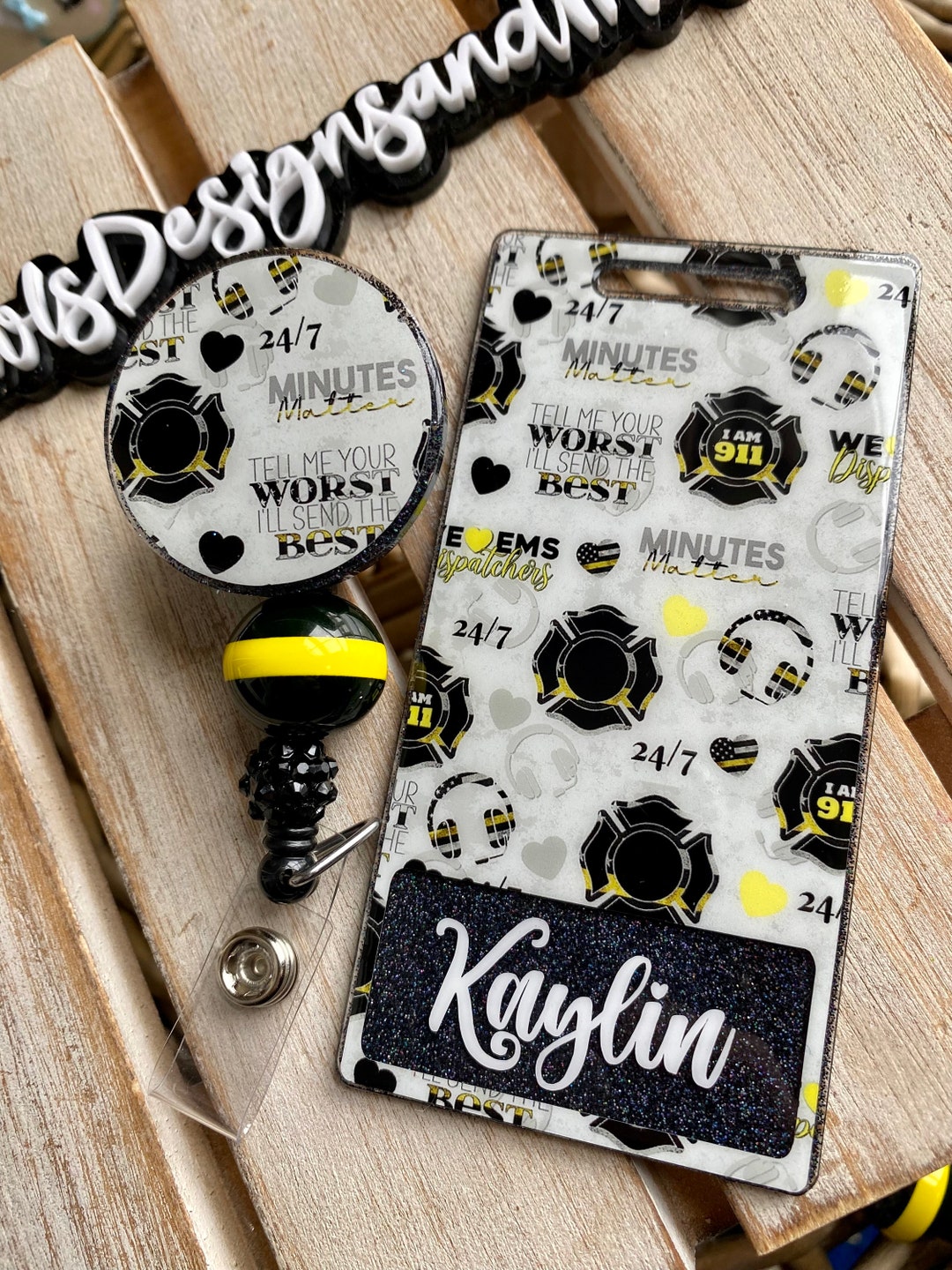 911 Dispatch Badge Reel, Badge Buddy, Badge, ID Holder, Interchangeable ...