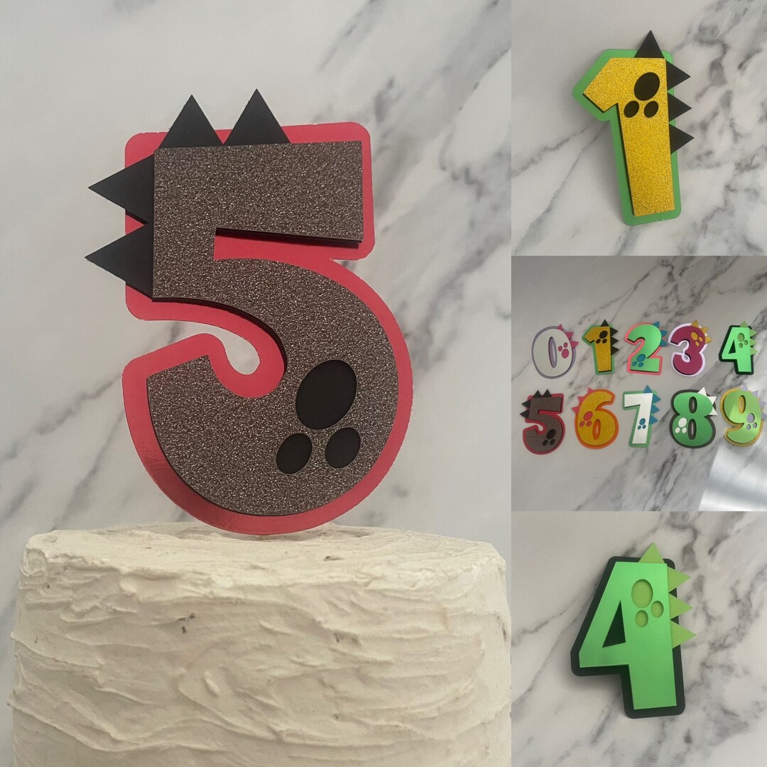 Dinosaur Number Cake Topper, Dinosaur Party Cake Topper, Dinosaur Age ...