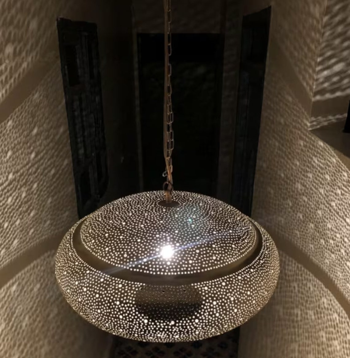 Moroccan Lamp in Solid Brass, Moroccan Lamp, Pendant Light Fixture ...