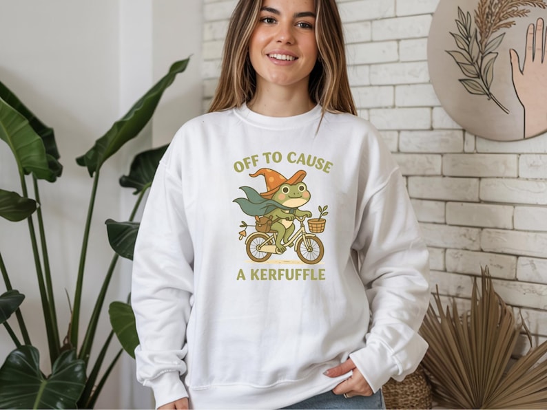 Off to Cause A Kerfuffle Frog Riding Bike Meme Shirt, Cute Animal ...