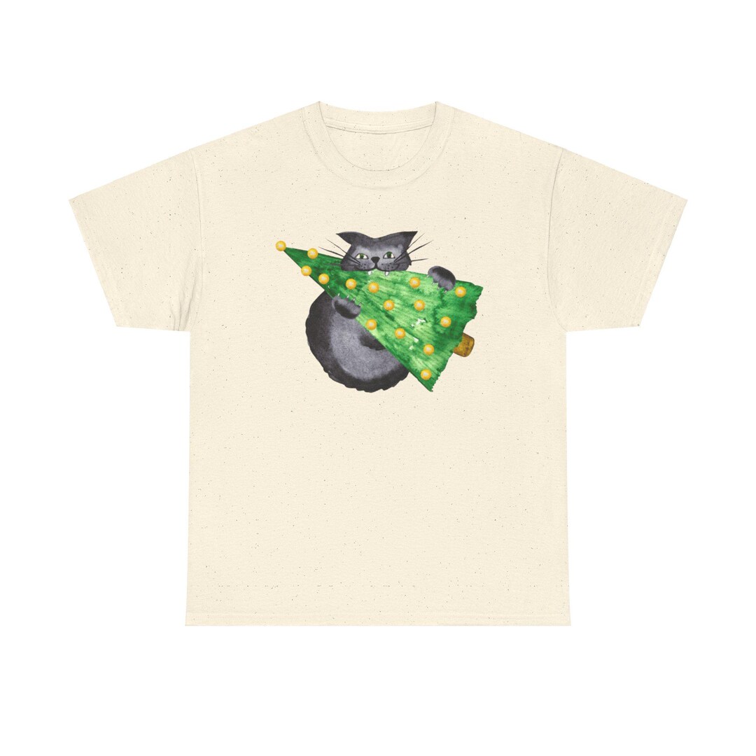 Funny Cat Attacking Christmas Tree Tee Unisex Shirt - Etsy