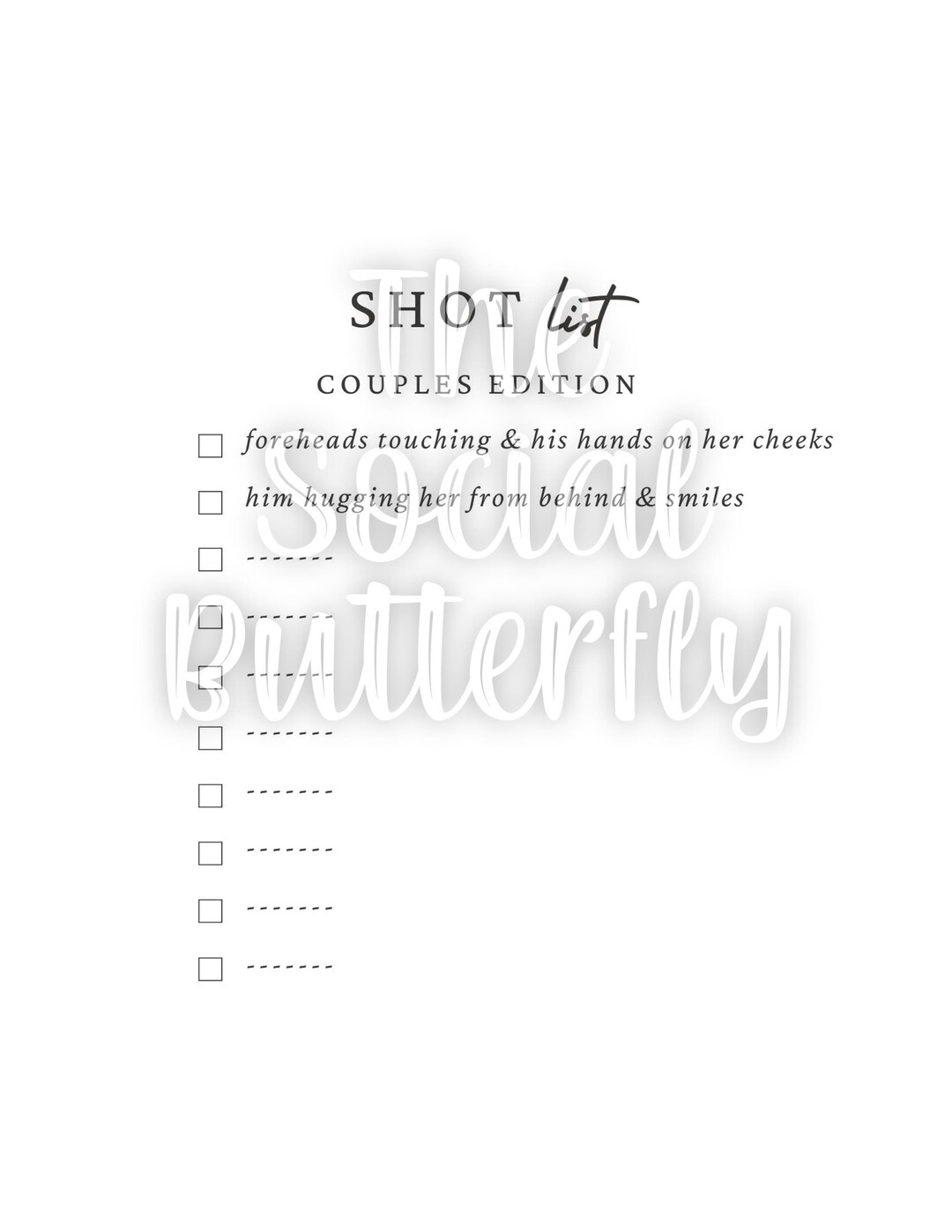 Couples Edition Shot List - Etsy