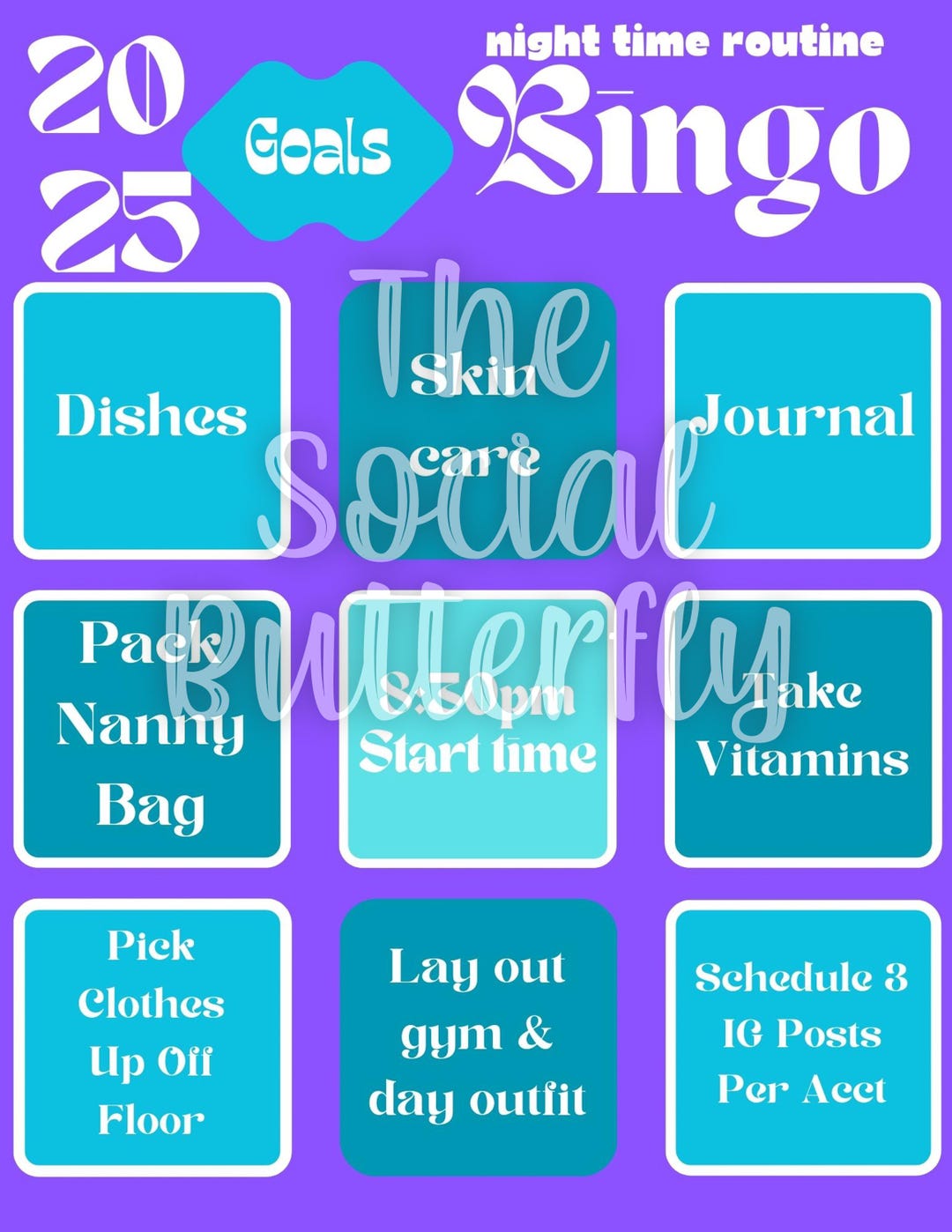 Night Time Routine Bingo Card - Etsy