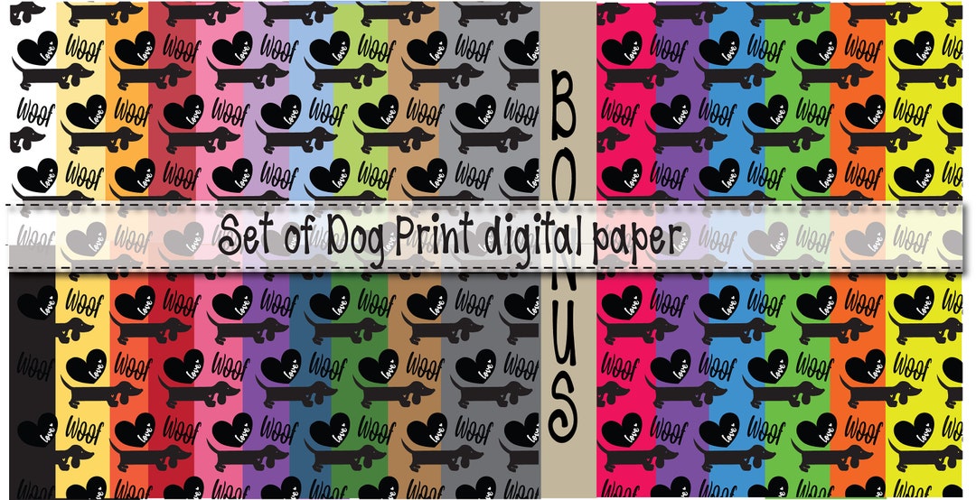 Digital Paper Scrapbooking Dachshund Printable Paper Digital Instant ...