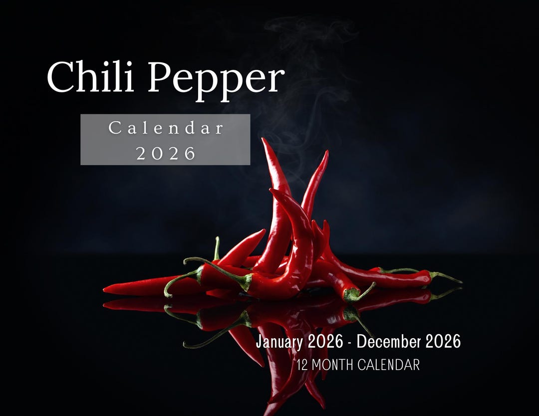 Chili Pepper 2026 Wall Calendar, Monthly Planner With Notes & Holidays ...