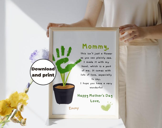 Gift for Mom, Mom Gift Flower Handprint, Mother's Day Craft, Handprint ...
