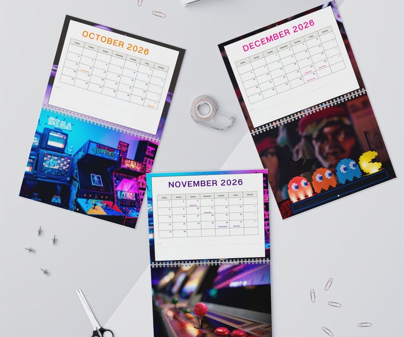2026 Gamer Calendar, Monthly Wall Calendar, Game Room Decor, USA ...