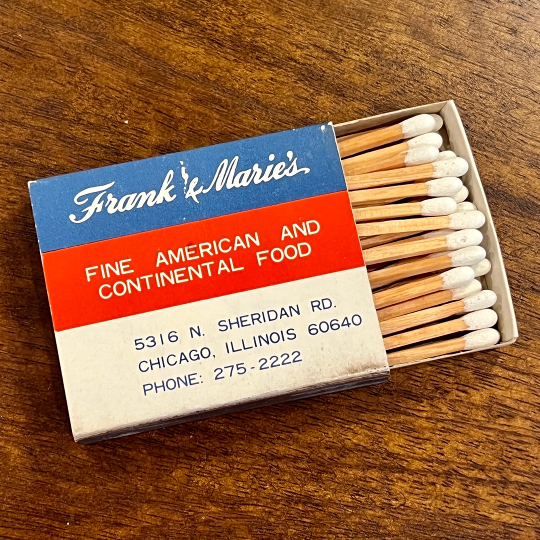 Vintage Chicago Matchbox - Vintage Restaurant Matches - Frank & Marie's ...
