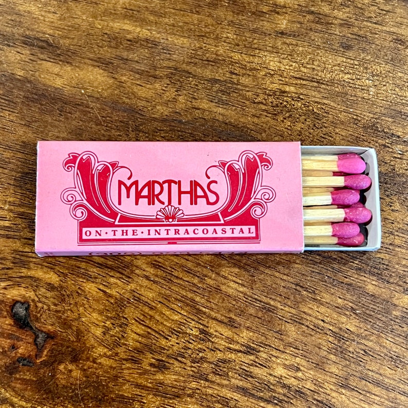 Vintage Florida Matchbox Vintage Restaurant Bar Matches MARTHA'S on the ...