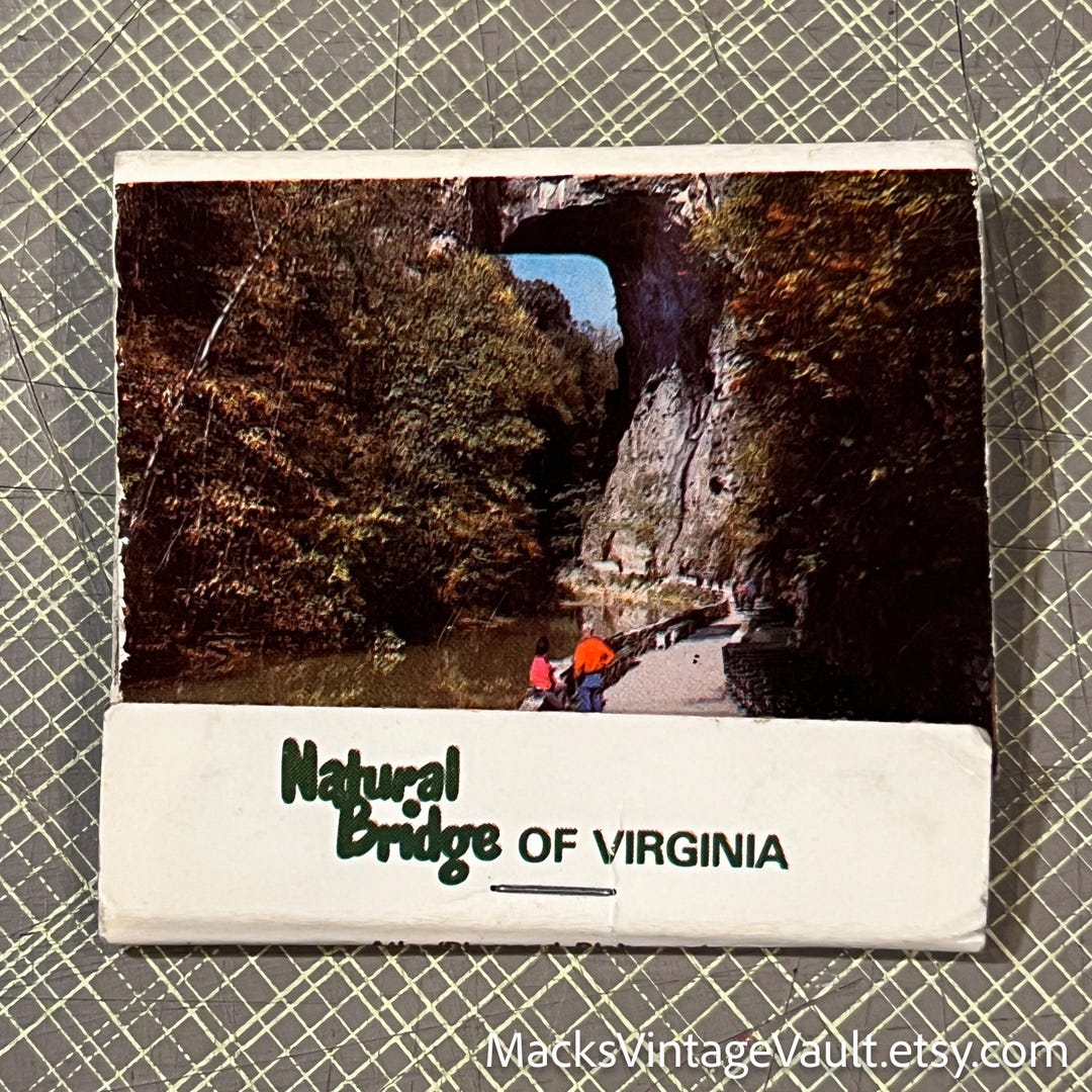 NATURAL BRIDGE of VIRGINIA - Vintage Matchbook, Vintage Hotel Motel ...