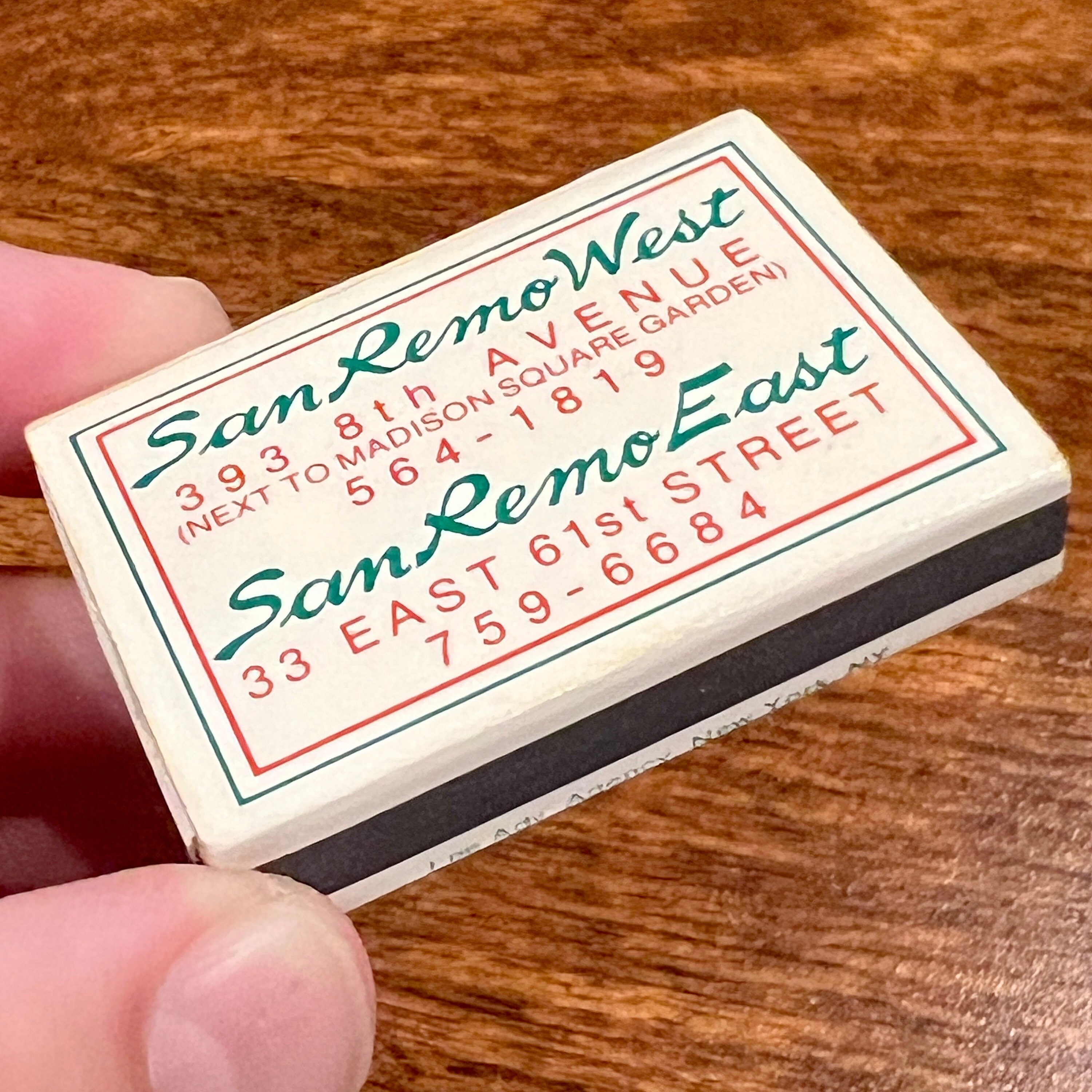 Vintage NYC Matchbox Vintage Bar Matches SAN REMO Restaurants, Vintage ...