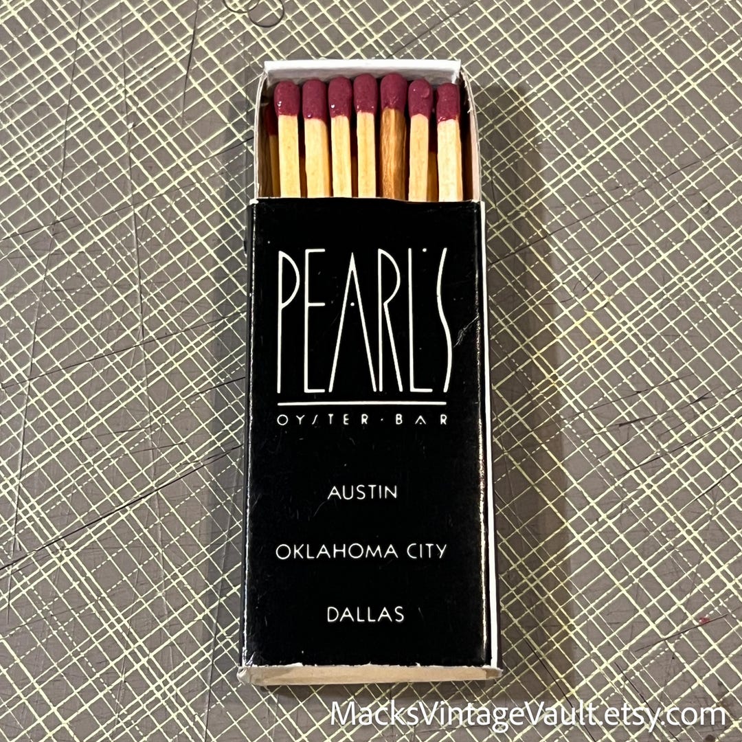 PEARL'S OYSTER BAR, Austin, Oklahoma City, Dallas - Vintage Matchbox ...