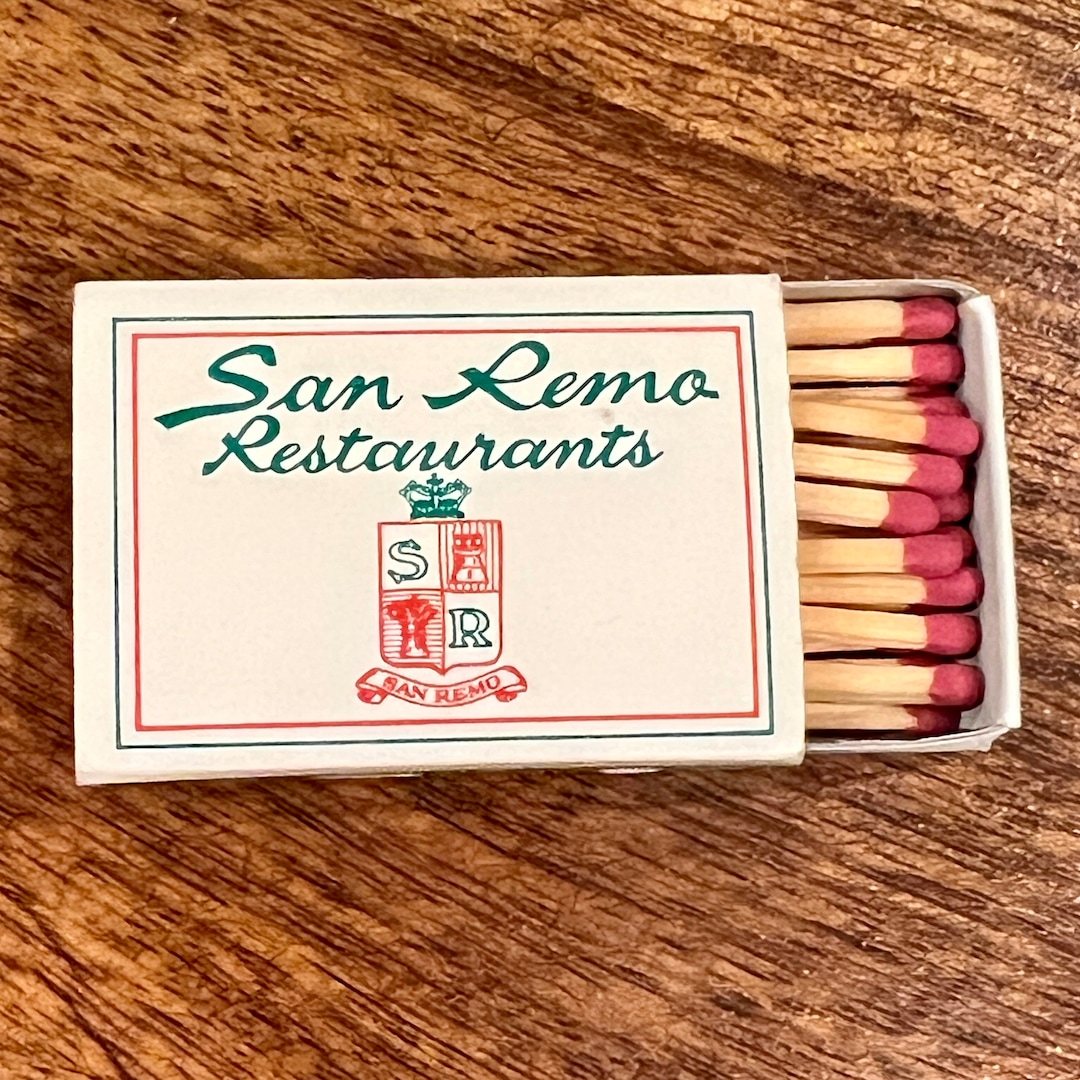 Vintage NYC Matchbox - Vintage Bar Matches - SAN REMO Restaurants ...