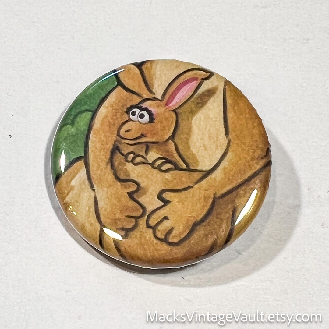 BABY KANGAROO - 1.25" Pinback Button - Retro One-of-a-kind Button Made ...