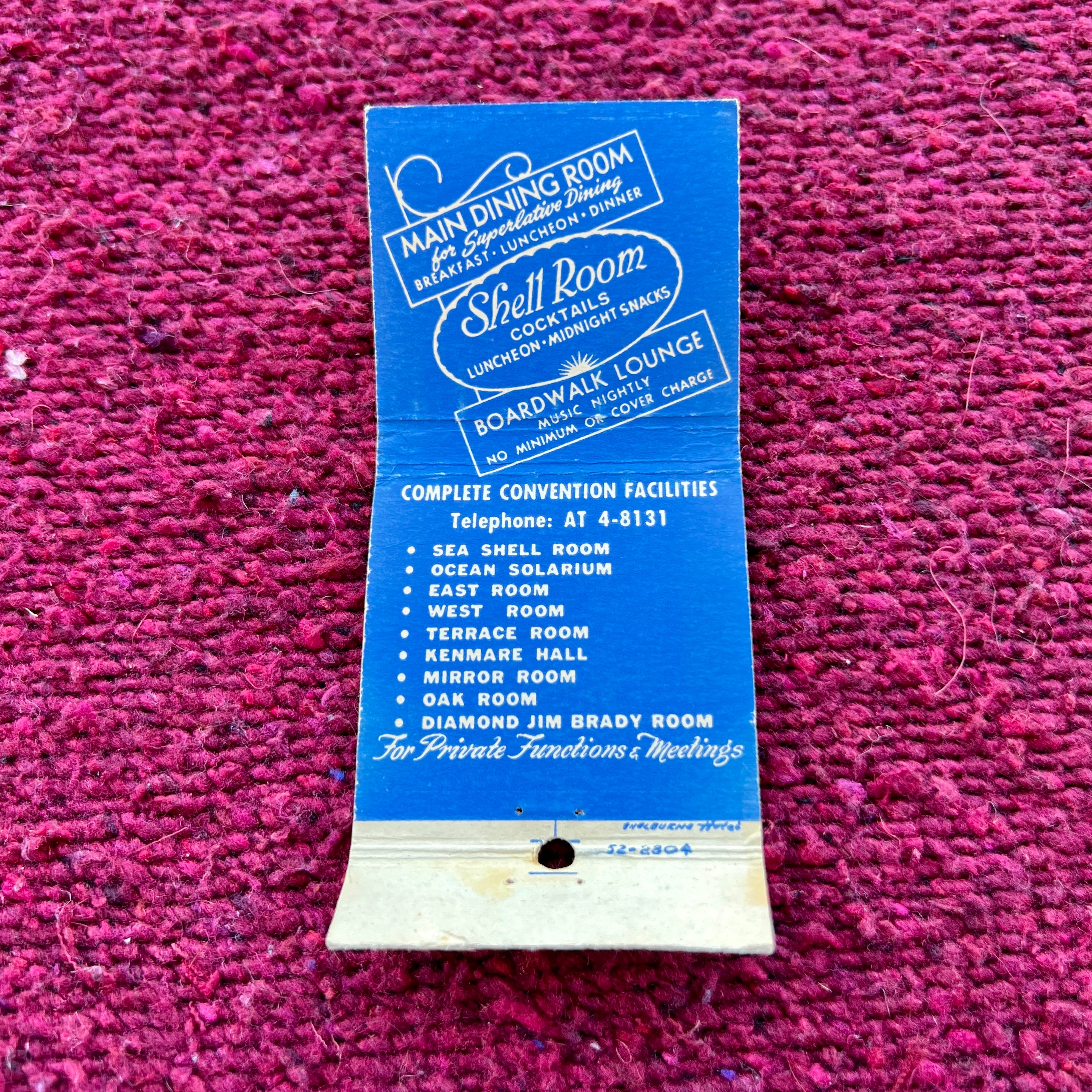 Vintage Atlantic City Matchbook flat/empty Vintage Hotel Matches the ...