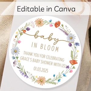 Editable Baby Shower Sticker Print at Home Sticker Sheet Customize ...