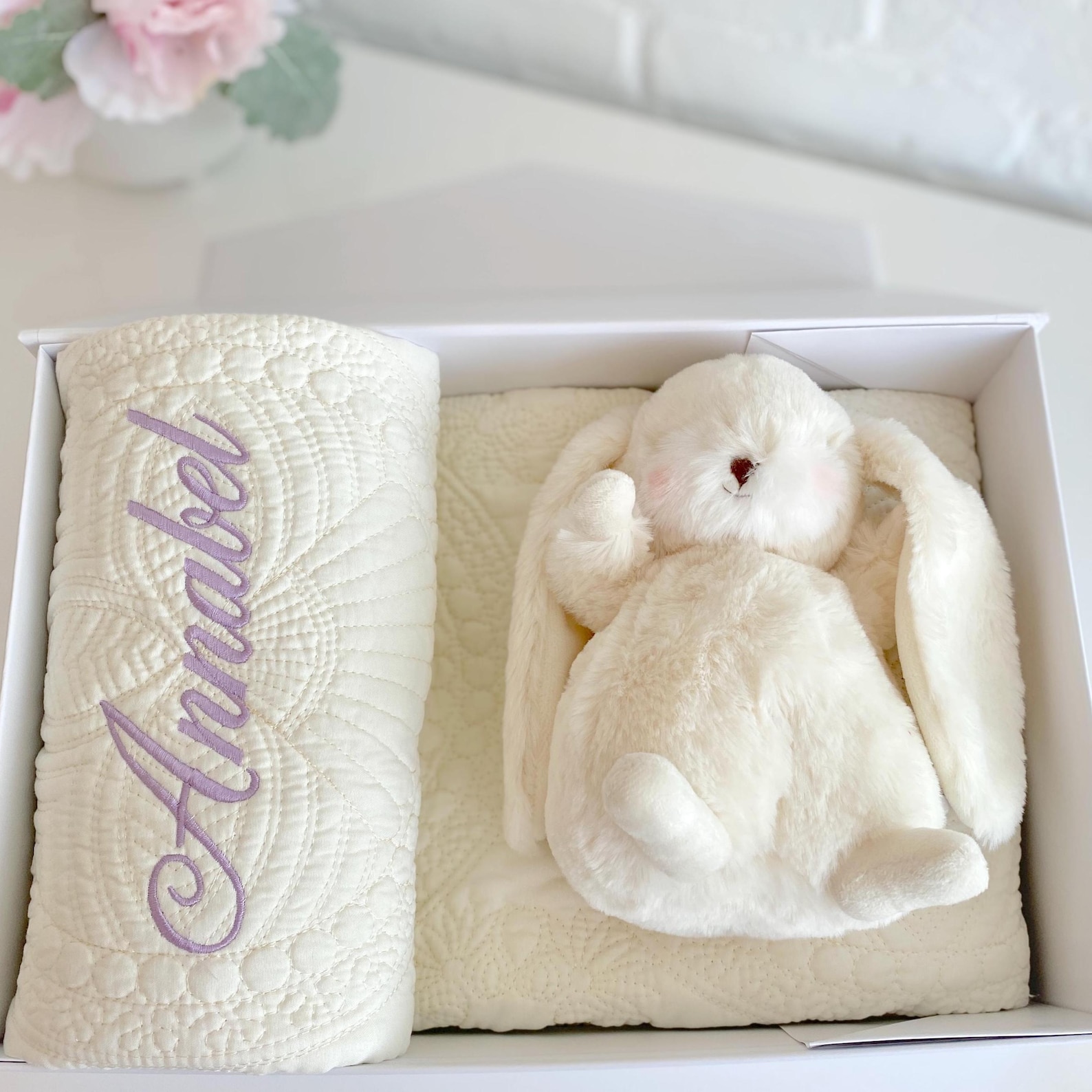 Personalized Baby Gift Set Blanket Gift Bunny Gift Baby Shower Present ...
