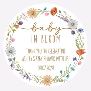 Custom Baby in Bloom Sticker Sheet Sticker Custom Baby Label Party ...