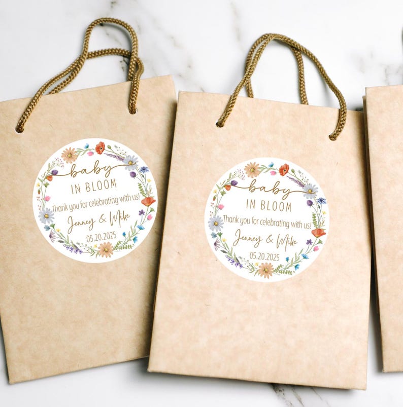 Editable Baby Shower Sticker Template: Floral Favor Tag (canva) - Etsy