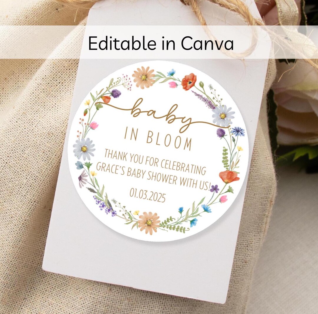 Editable Baby Shower Sticker Print at Home Sticker Sheet Customize ...