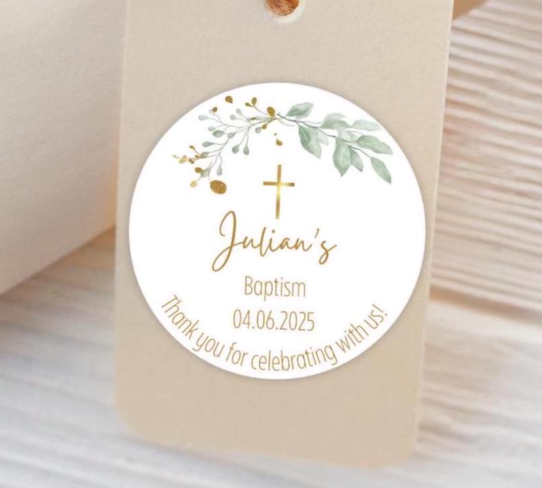 Baptism Favor Sticker Template: DIY Customizable Design (canva) - Etsy