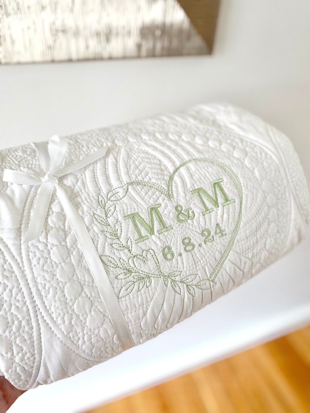 Wedding Blanket Newlywed Gift Couple Just Married Gift Monogrammed Gift Initial Date Gift Newly ...