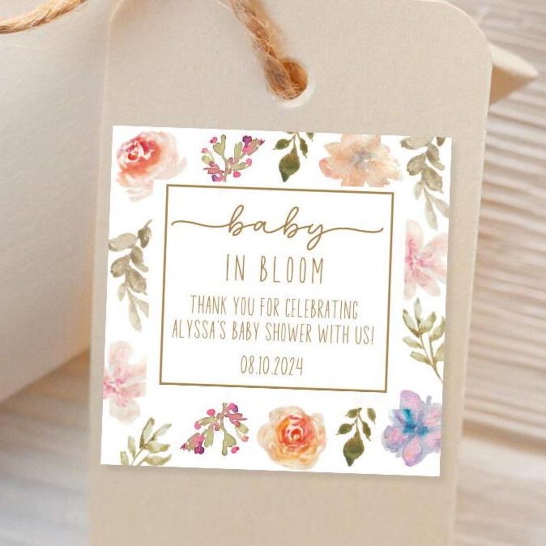 Custom Sticker Sheet Baby in Bloom Baby Shower Label Candle Label ...