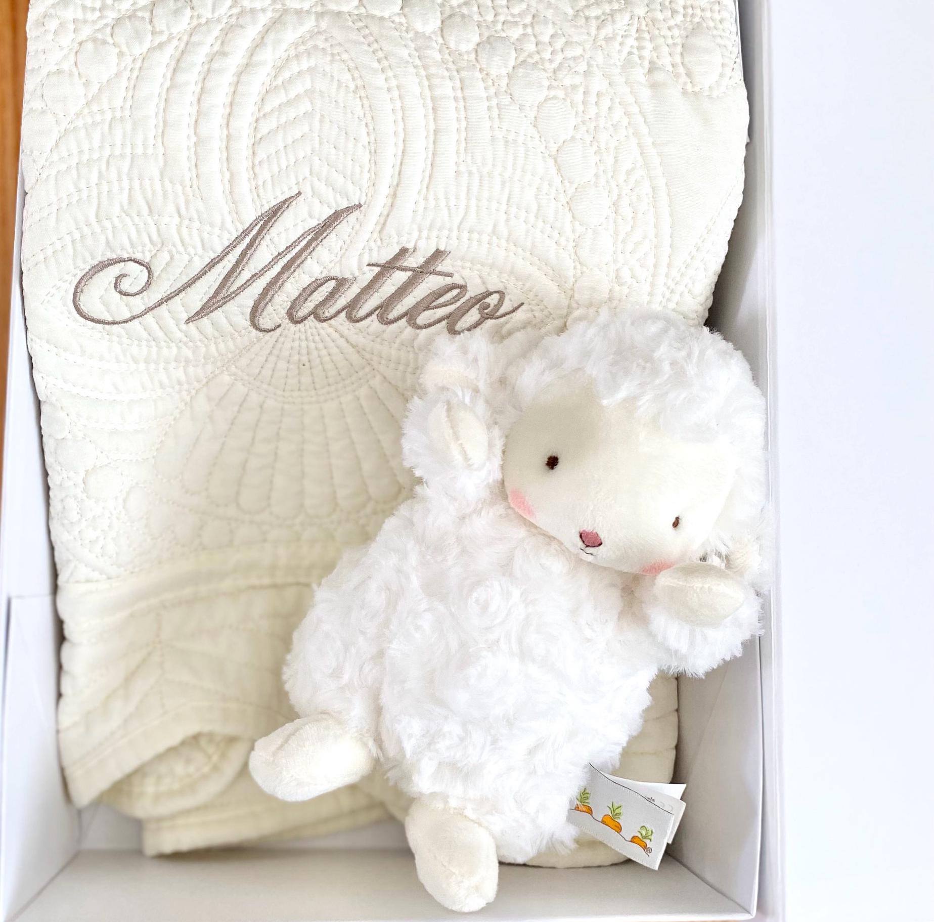 Custom Baby Gift Set Quilt Gift Lamb Gift Baptism Present Baby Shower ...