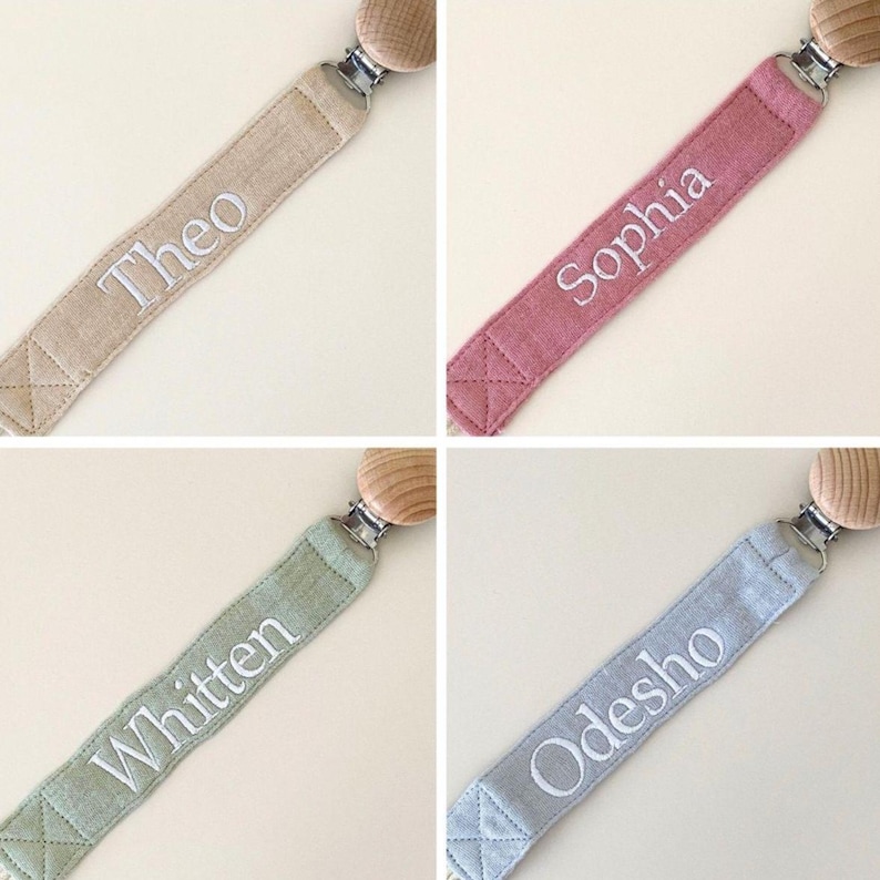 Personalized Pacifier Clip With Name Embroidered Strap Clasp Pacifier ...