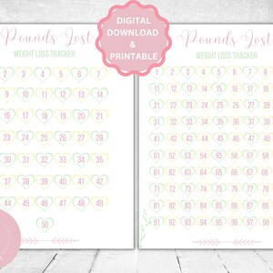 Printable Digital Weight Loss Tracker Bundle, Health Fitness Exercise ...