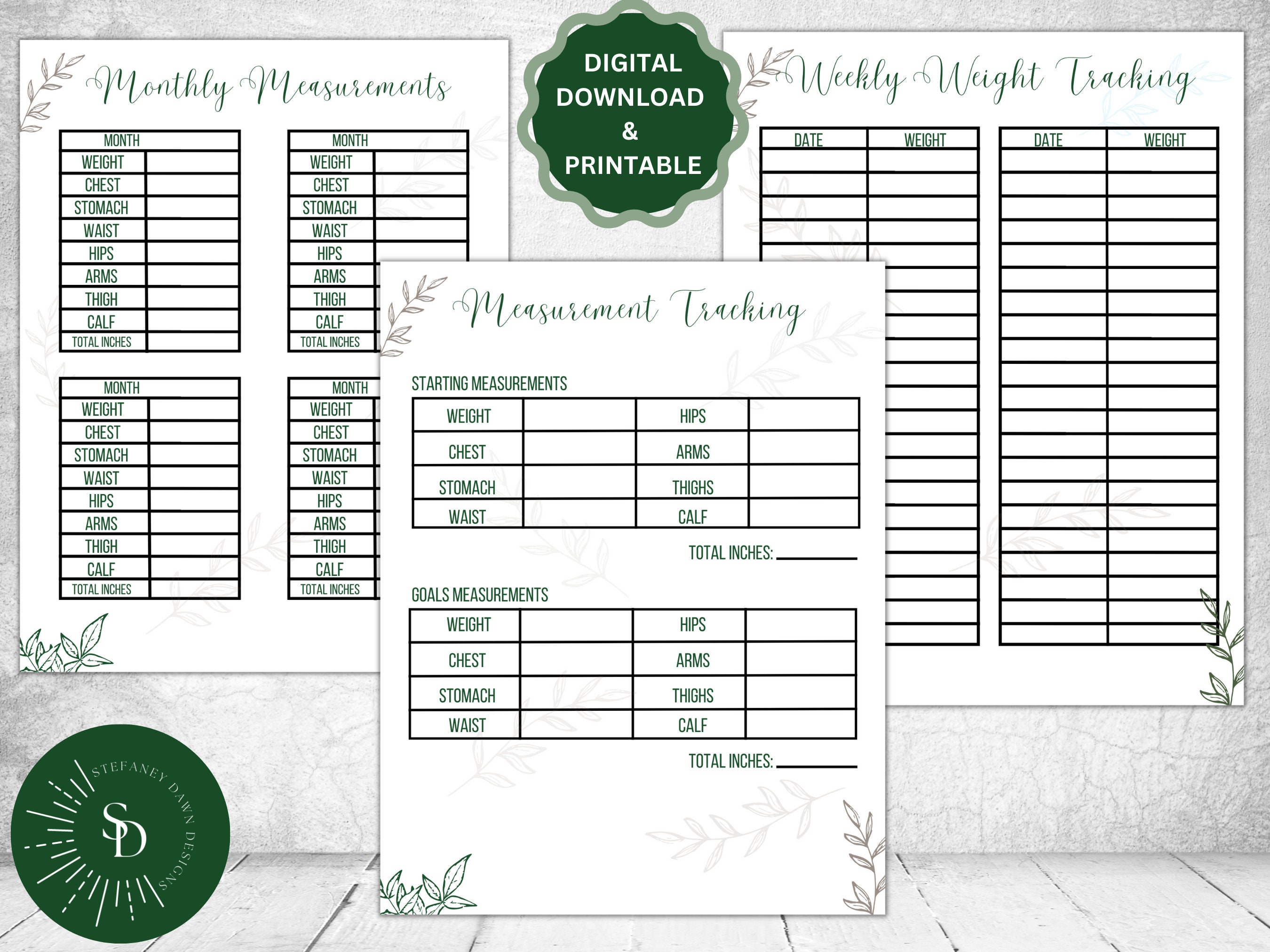 Printable Digital Weight Loss Tracker Bundle, Health Fitness Exercise ...