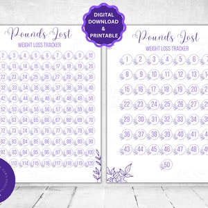 Printable Digital Weight Loss Tracker Bundle, Health Fitness Exercise ...