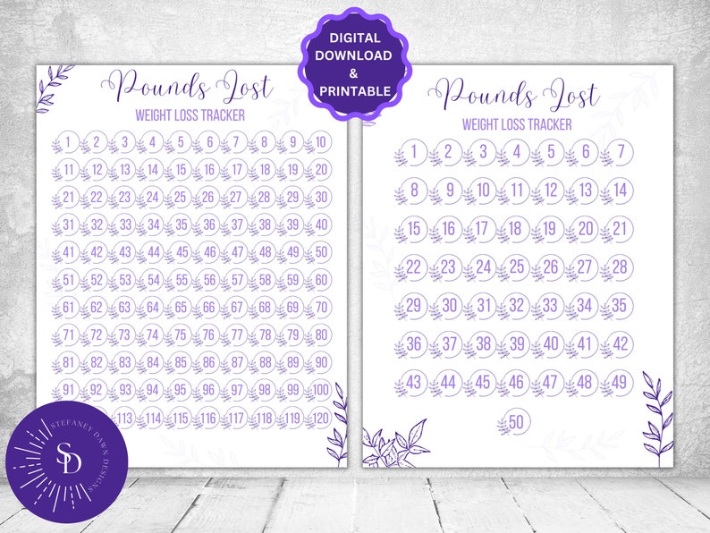 Printable Digital Weight Loss Tracker Bundle, Health Fitness Exercise ...