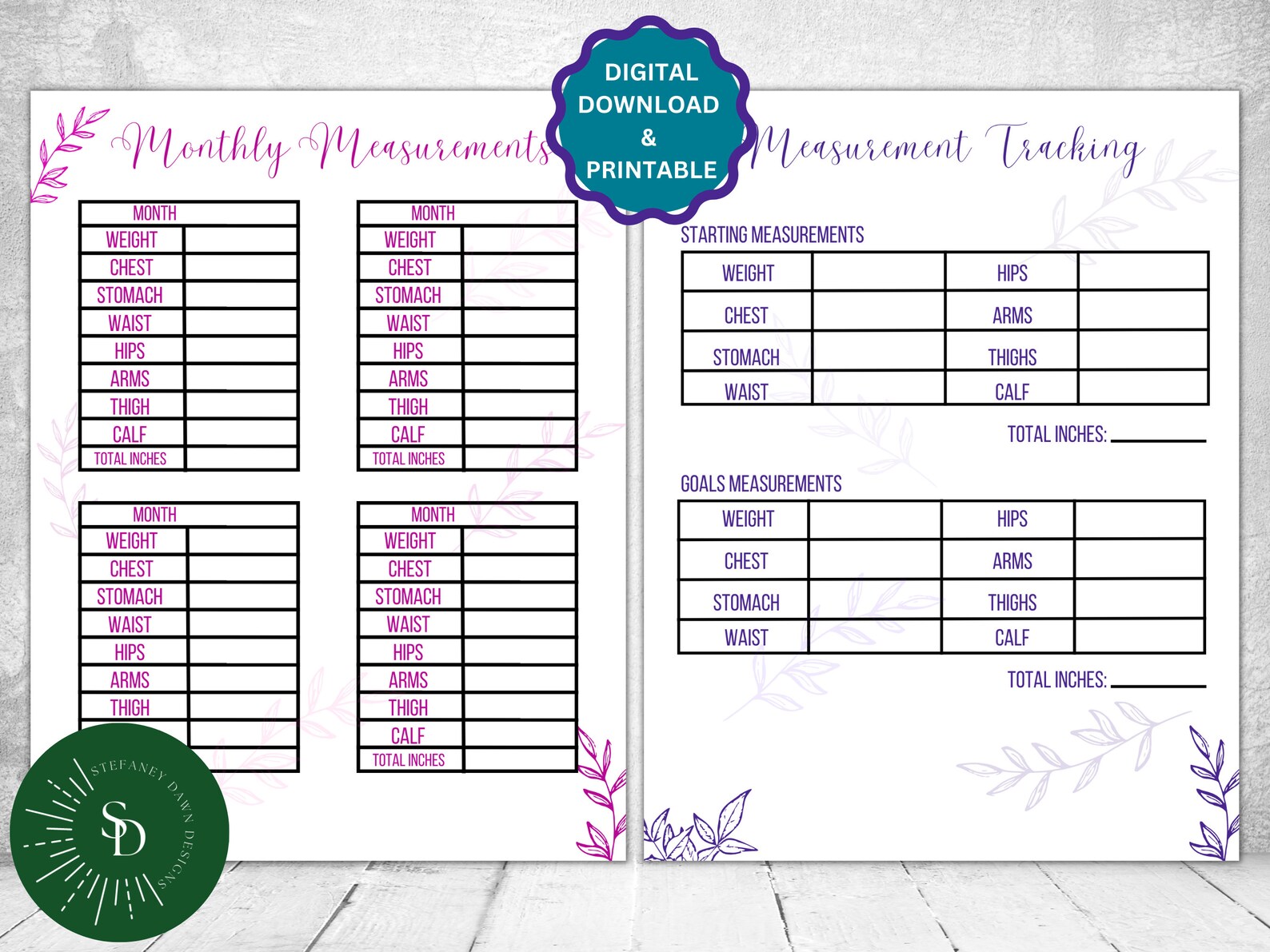 Printable Digital Weight Loss Tracker Bundle, Health Fitness Exercise ...