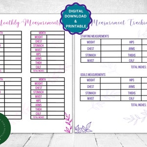 Printable Digital Weight Loss Tracker Bundle, Health Fitness Exercise ...