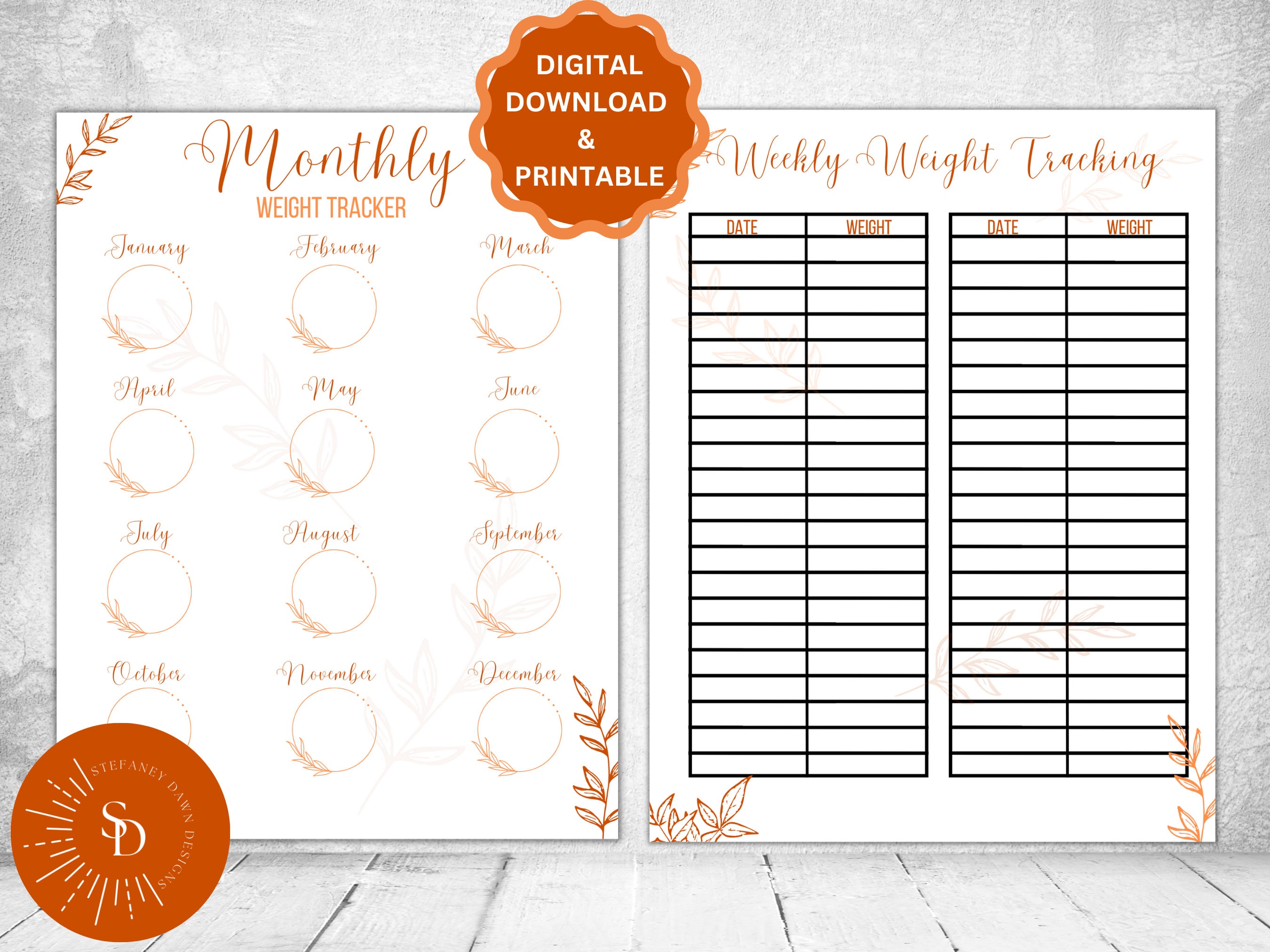 Printable Digital Weight Loss Tracker Bundle, Health Fitness Exercise ...