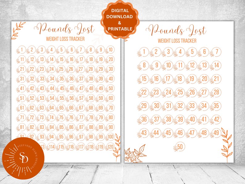 Printable Digital Weight Loss Tracker Bundle, Health Fitness Exercise ...
