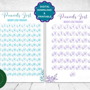 Printable Digital Weight Loss Tracker Bundle, Health Fitness Exercise ...