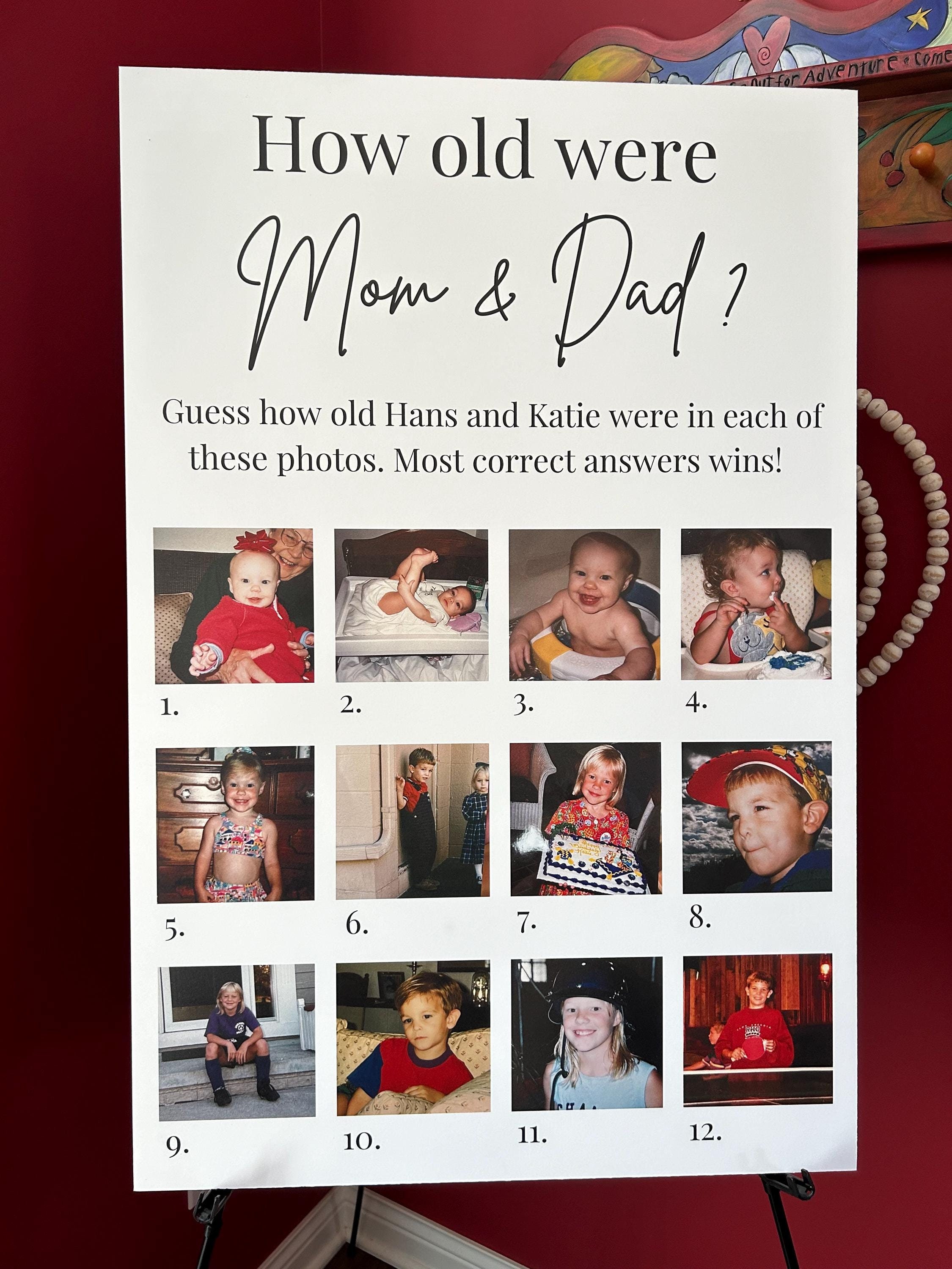 How Old Were Mom and Dad Baby Shower Game Sign, Guess Our Age Game ...