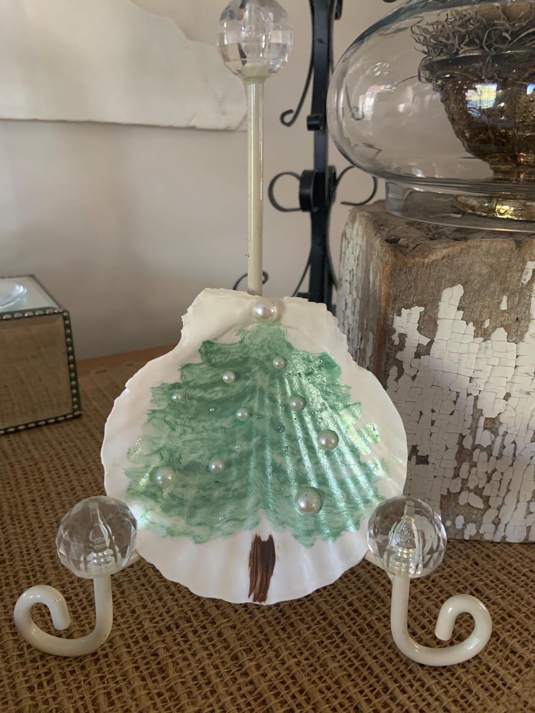 Handpainted Shell, Christmas Tree Shell, Handpainted Christmas Tree ...